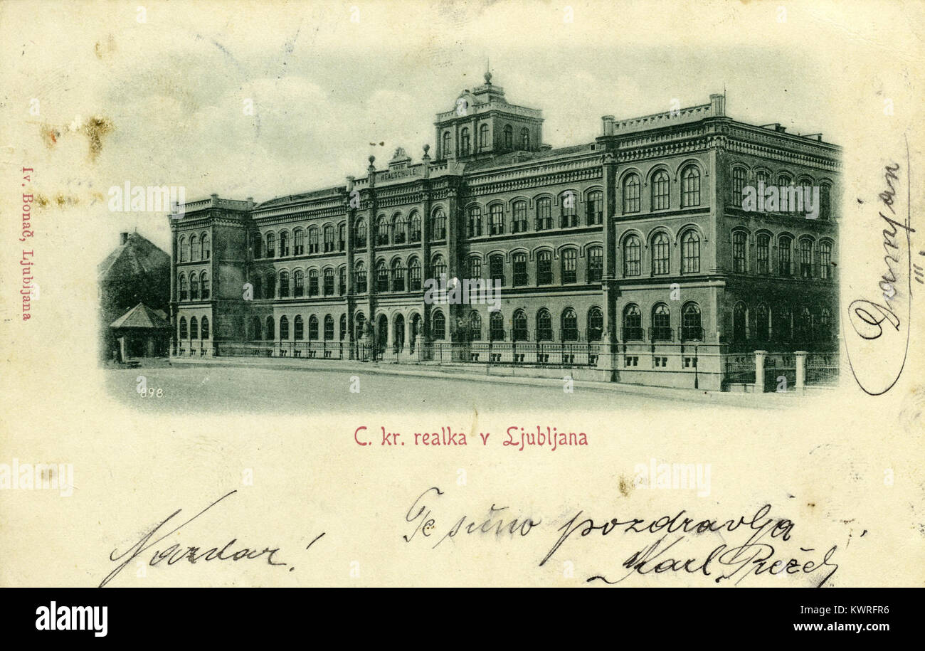 A postcard from 1898 depicting the higher Realka in Ljubljana, Slovenia ...