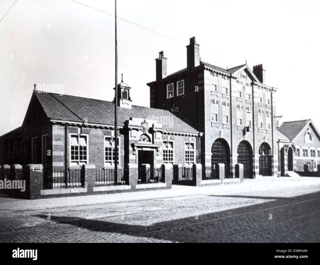 This photograph captures the Reddish Library, Fire Station, and Public ...
