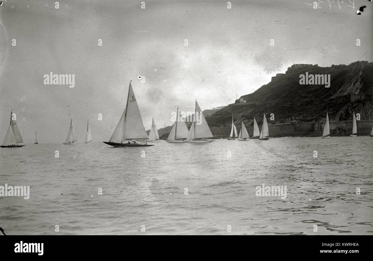 Photograph of a sailboat regatta in La Concha bay, showing multiple ...