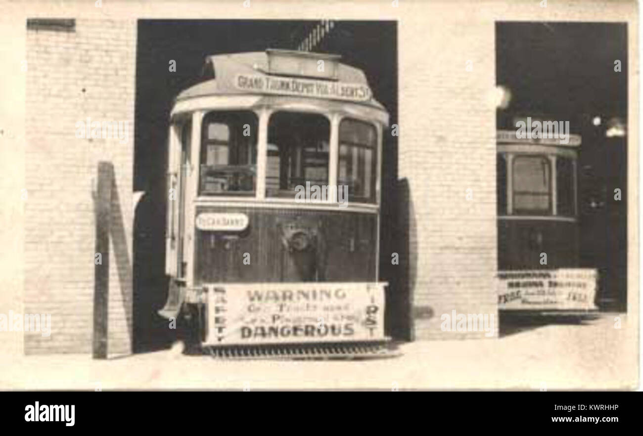 A historical image of the car barn of the Regina Municipal Railway ...