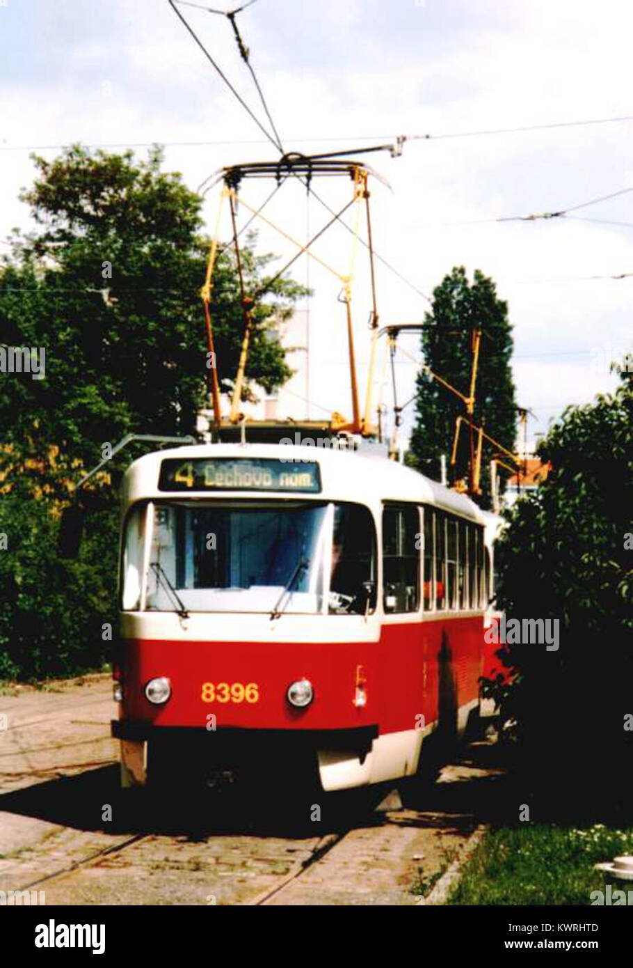 Photograph of a reconstructed T3 tram in Prague shows the restoration ...