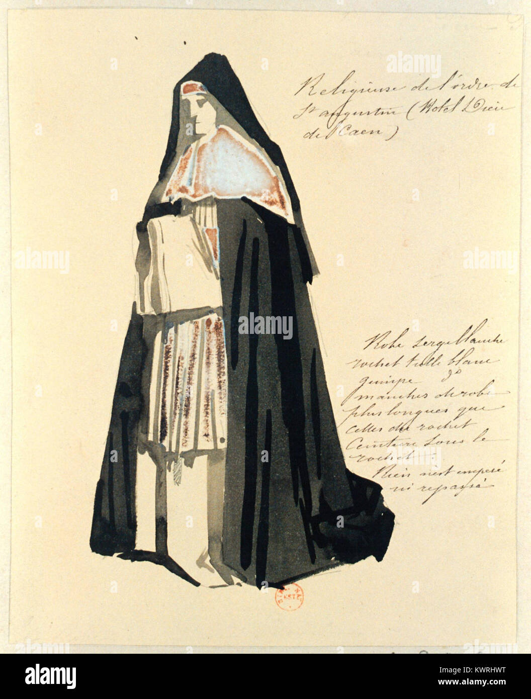 This image depicts a nun from the Augustinian order at the Hôtel-Dieu ...