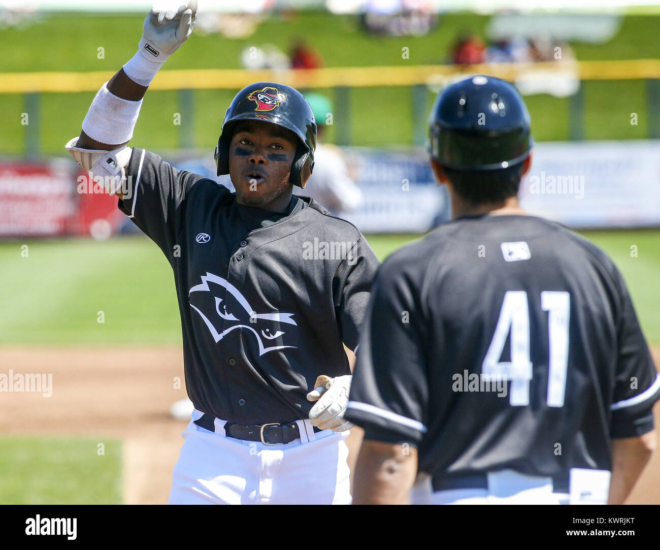Davenport, Iowa, USA. 23rd Apr, 2017. River Bandits left fielder Ronnie ...