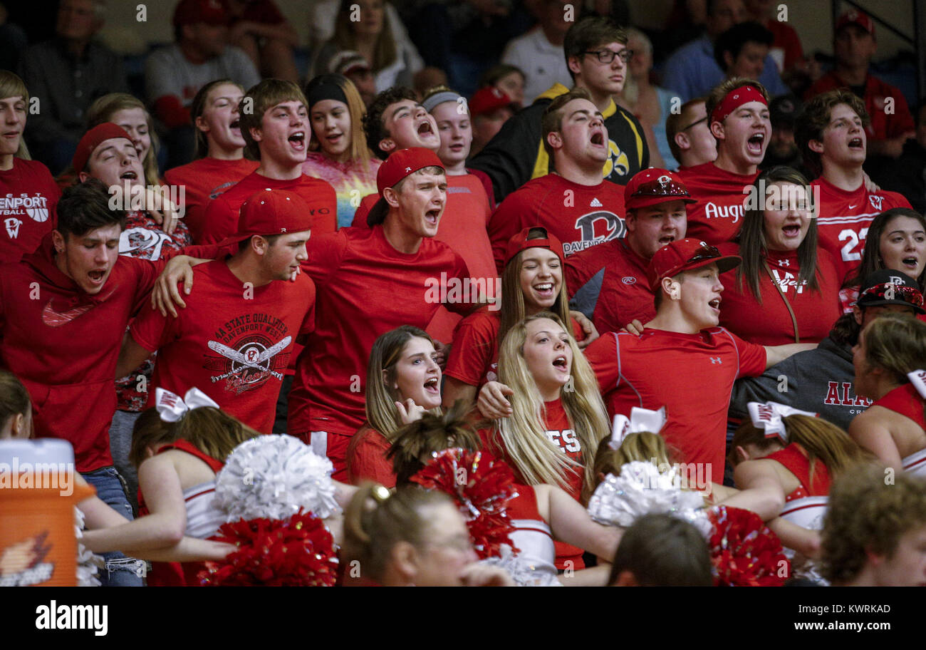 Davenport, Iowa, USA. 20th Feb, 2017. Davenport West fans cheer on ...