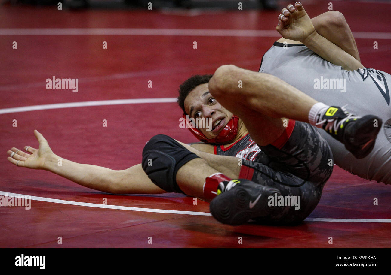 Des Moines, Iowa, USA. 17th Feb, 2017. North Scott's Jacob Schipper ...