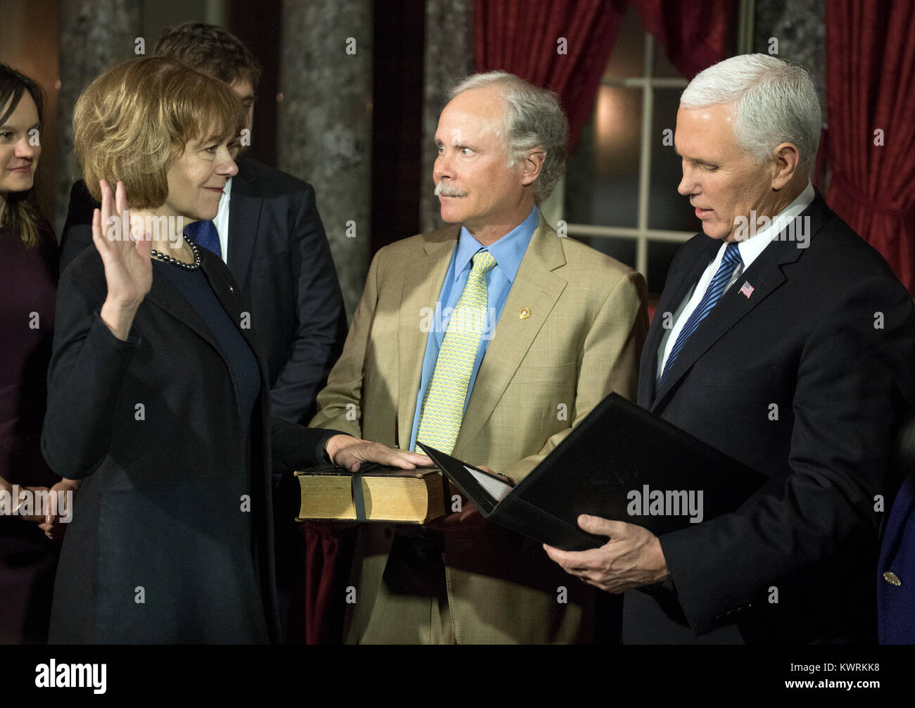 United States Senator Tina Smith (Democrat of Minnesota) participates ...