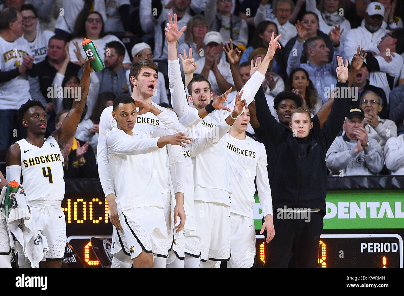Wichita, Kansas, USA. 4th Jan, 2018. The Wichita State Shockers bench ...