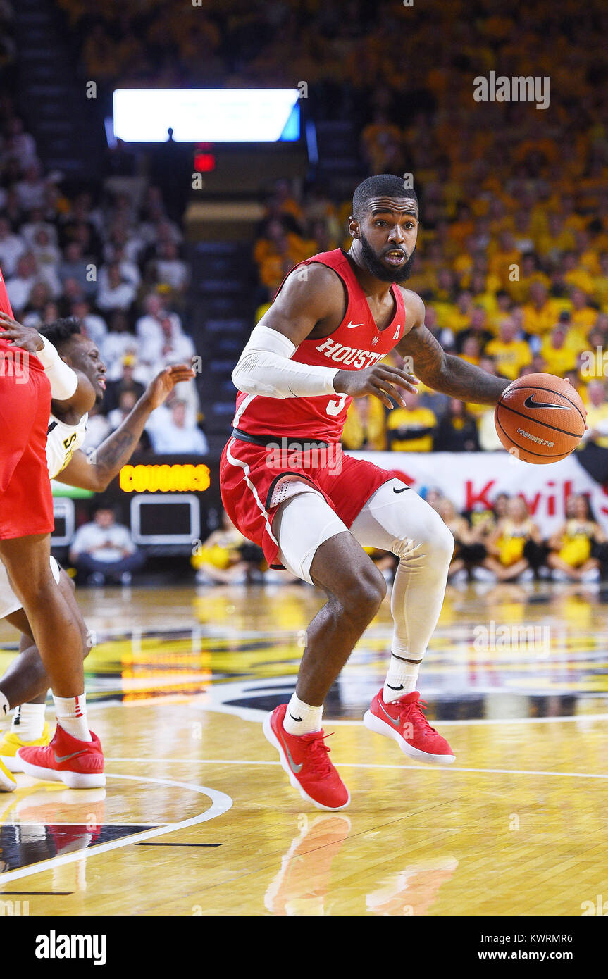 Wichita, Kansas, USA. 4th Jan, 2018. Houston Cougars guard Corey Davis ...