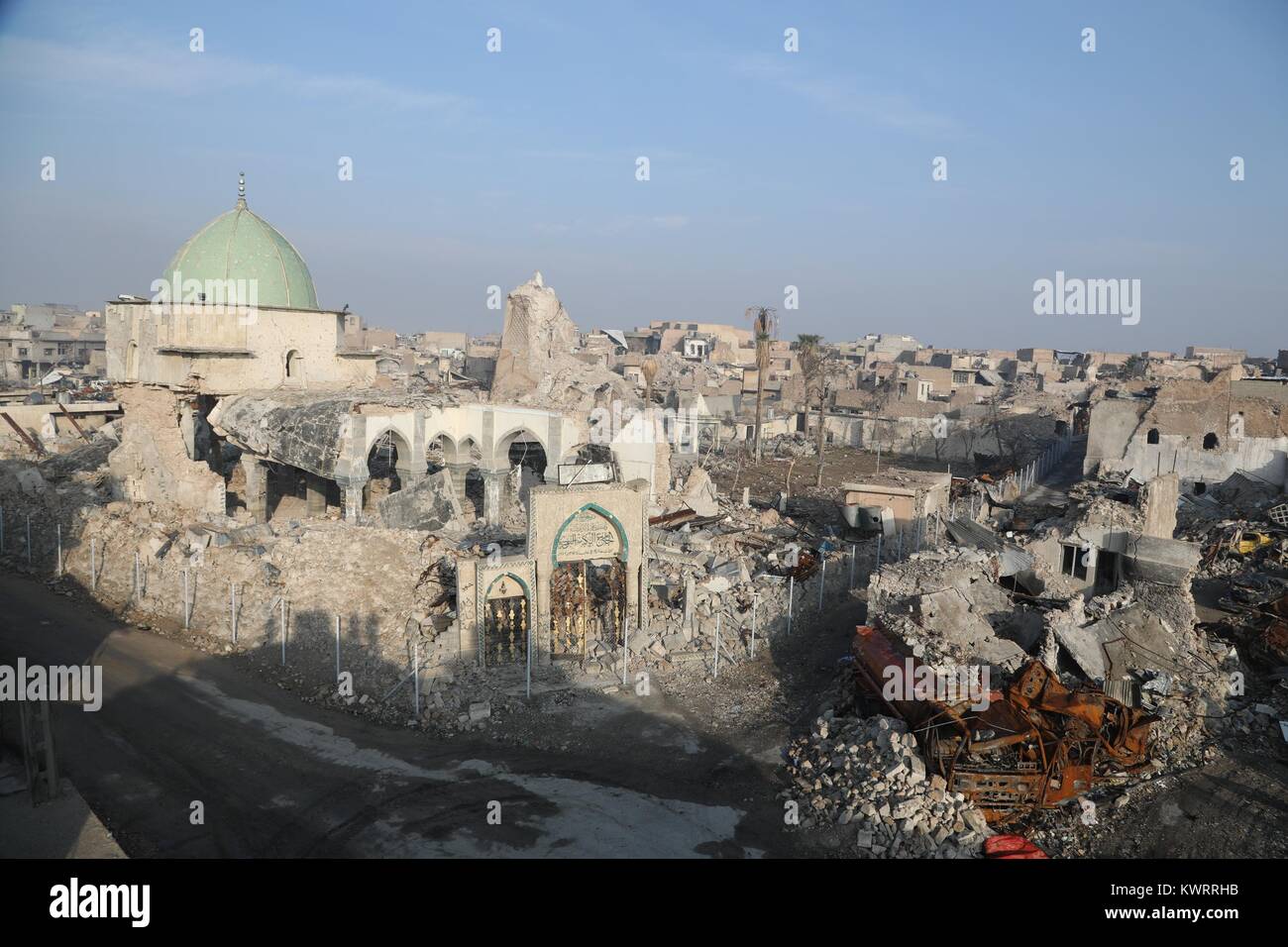 Mosul, Iraq. 4th Jan, 2018. The ruins of al-Nuri Mosque are seen in ...