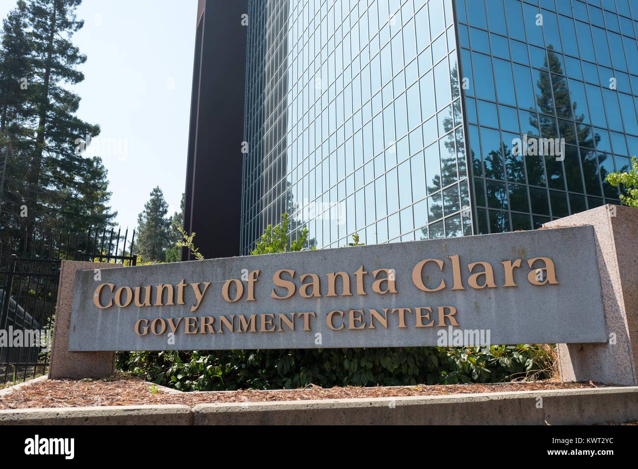 Signage for the County of Santa Clara Government Center at the San Jose ...