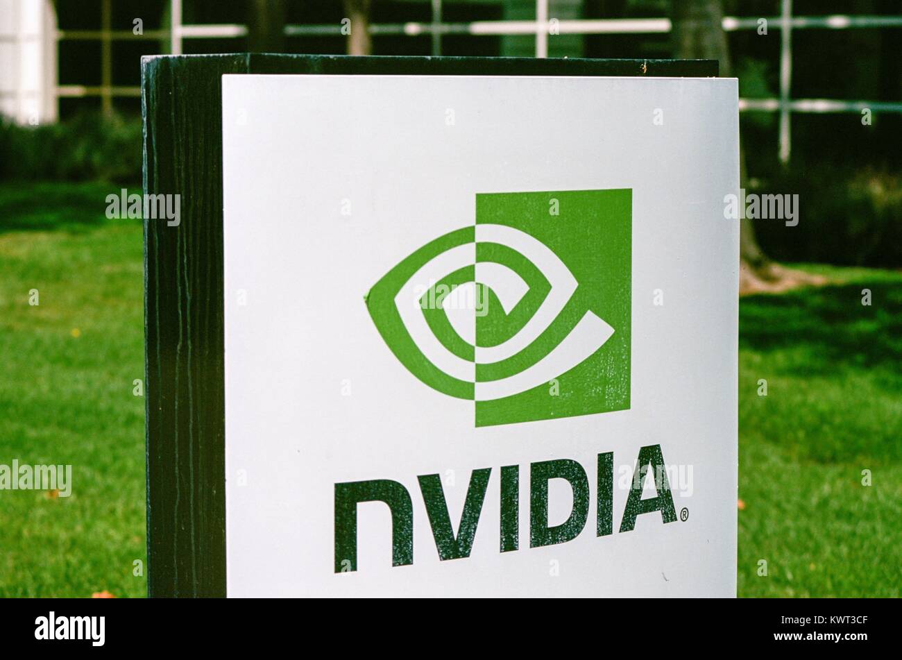 Closeup of signage with logo for computer graphics hardware ...