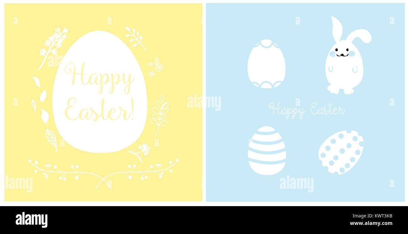 Pastel color Easter card designs with hand drawn elements and Happy ...