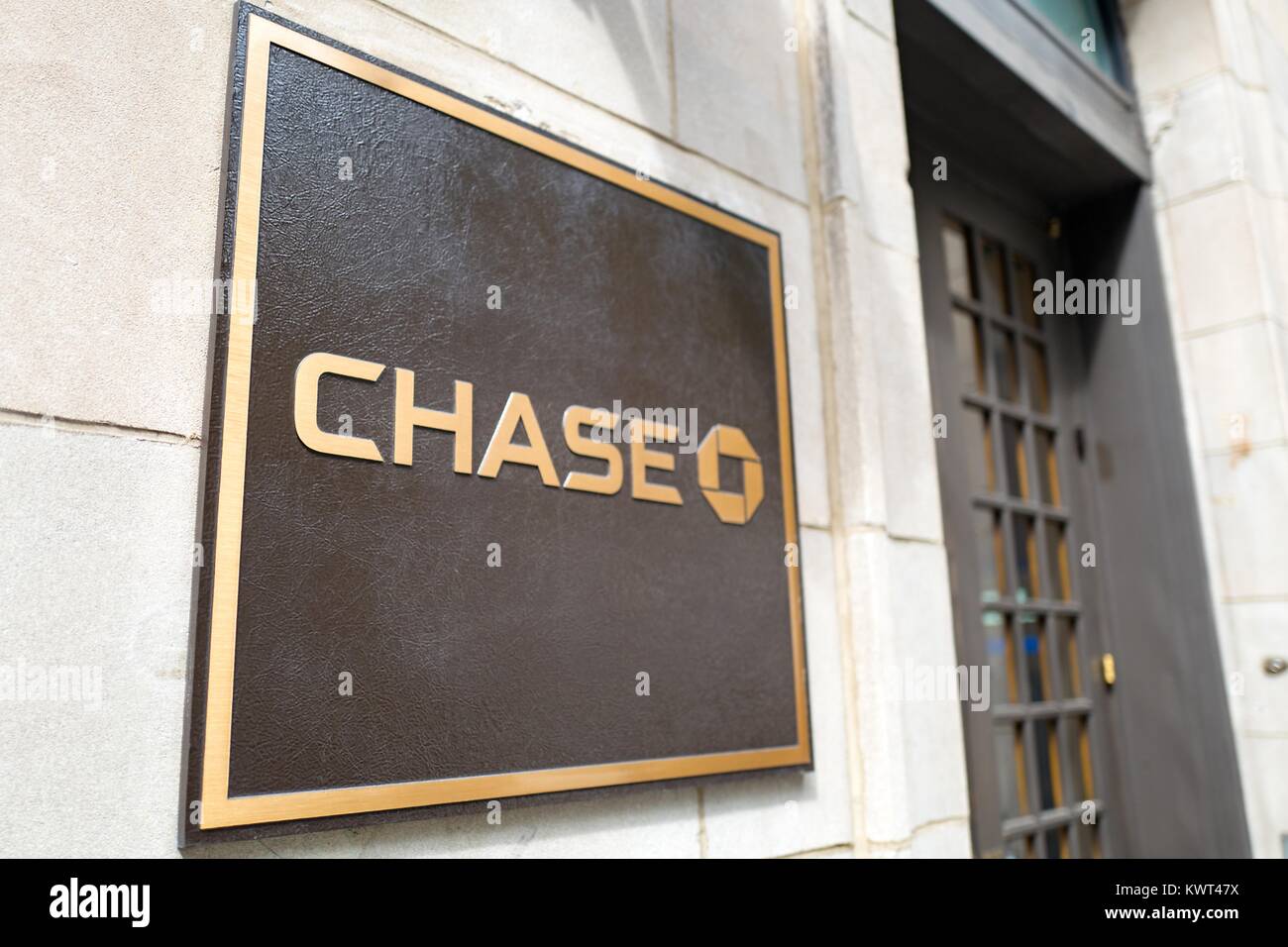 Sign for a private banking branch of Chase Bank on the Upper East Side ...