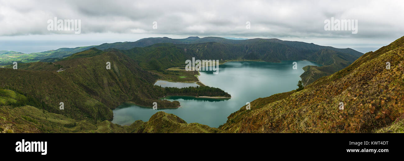 panorama of lagoa do fogo lake sao miguel azores Stock Photo - Alamy