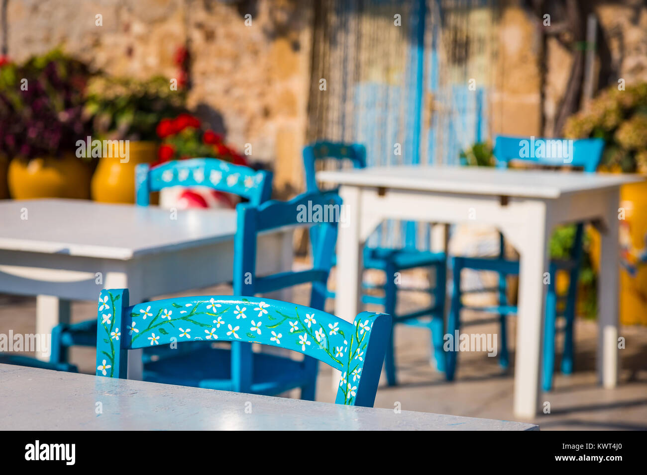 Tables and chairs setup in a traditional Italian restaurant in ...