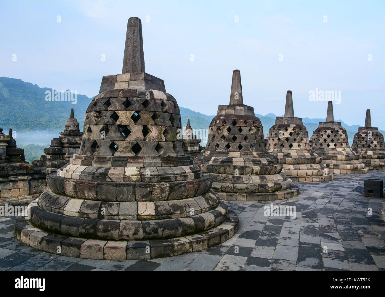 Stone Stupas of Borobudur Temple in Java Island, Indonesia Stock Photo ...