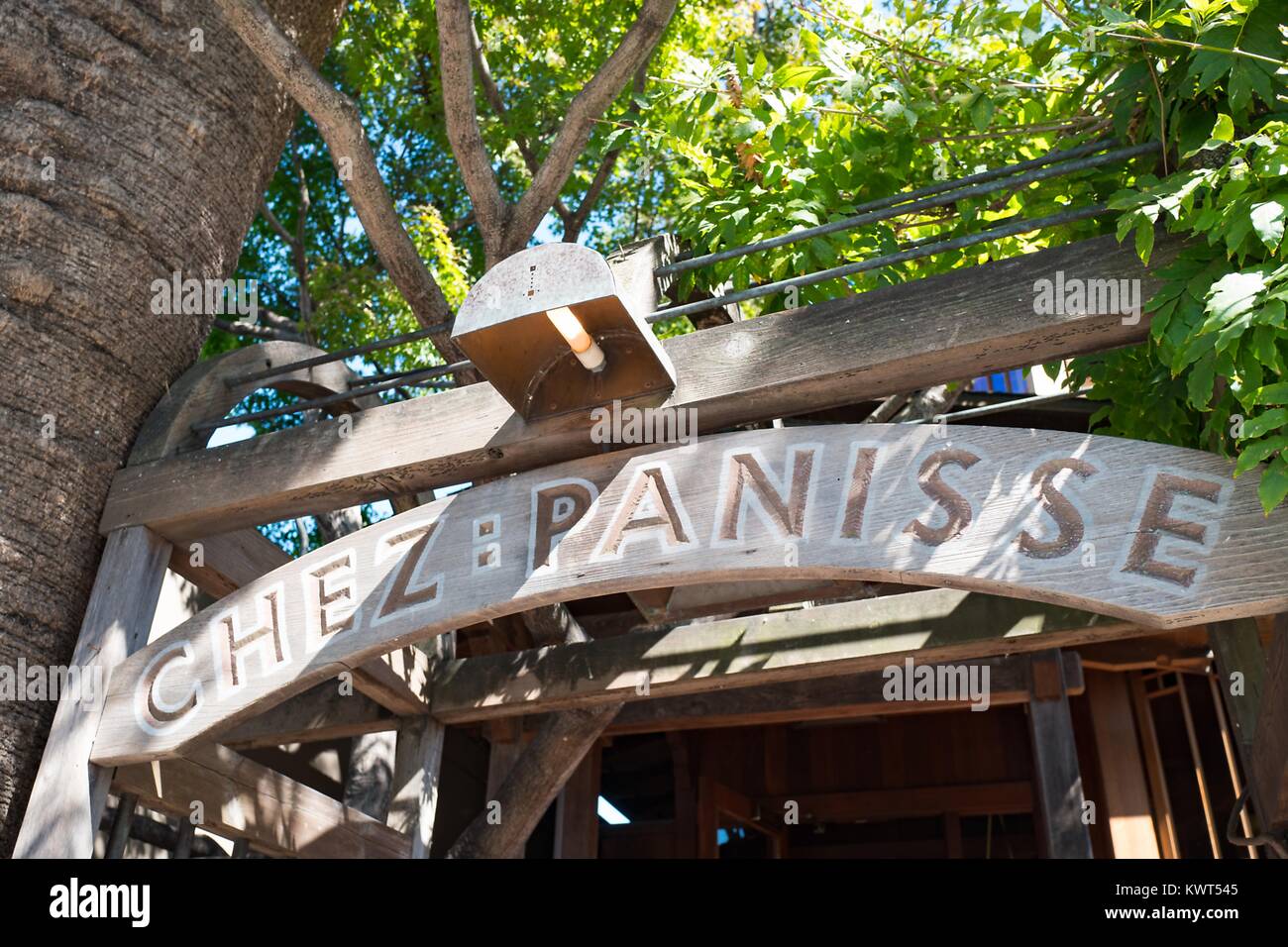 Sign at Chez Panisse, the flagship restaurant of iconic restaurateur ...