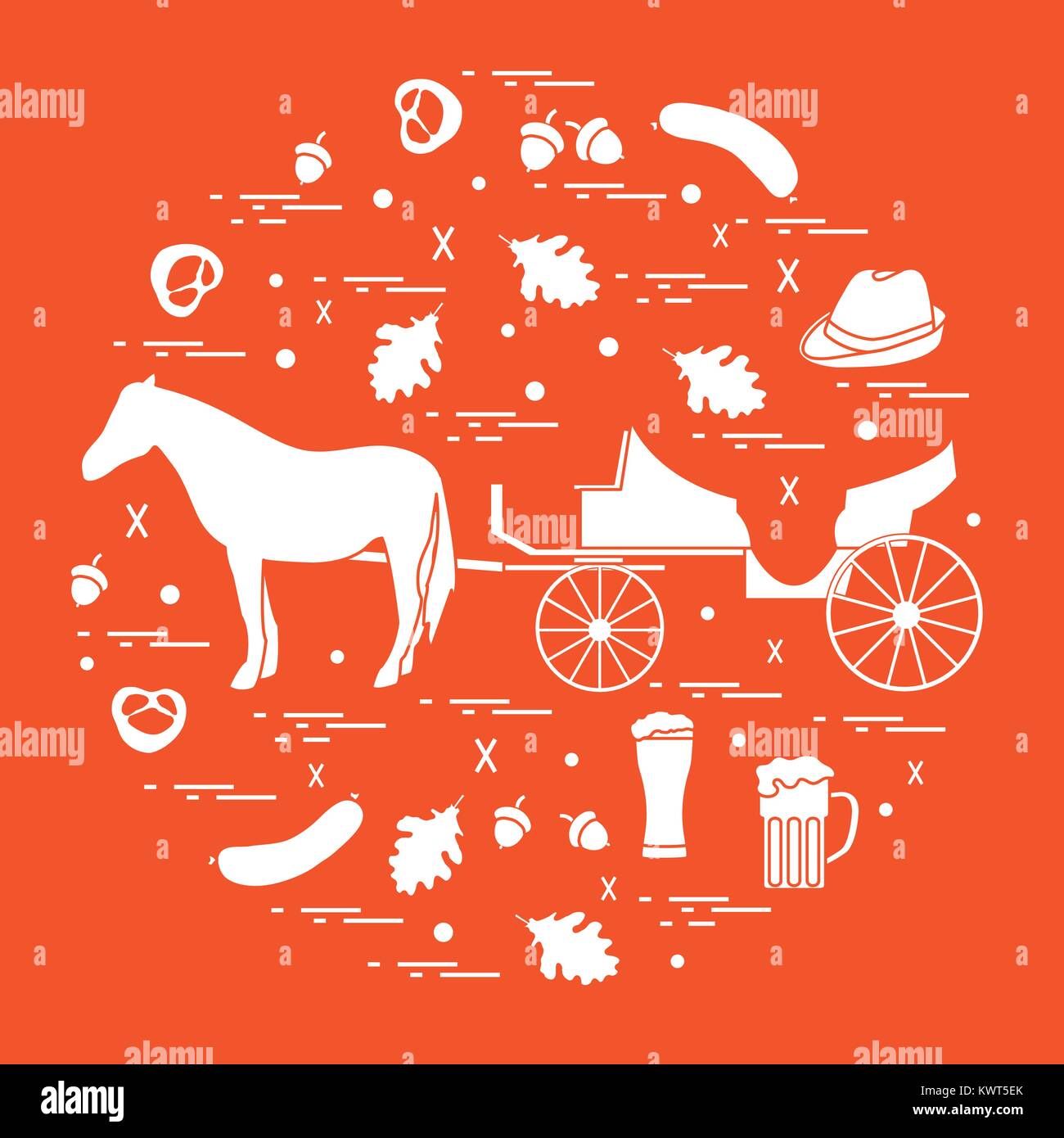 Vector illustration with various symbols of Germany arranged in a ...