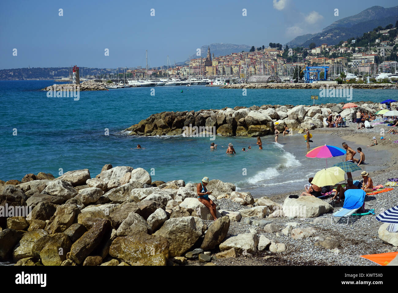 Public beach near Menton, France Stock Photo - Alamy