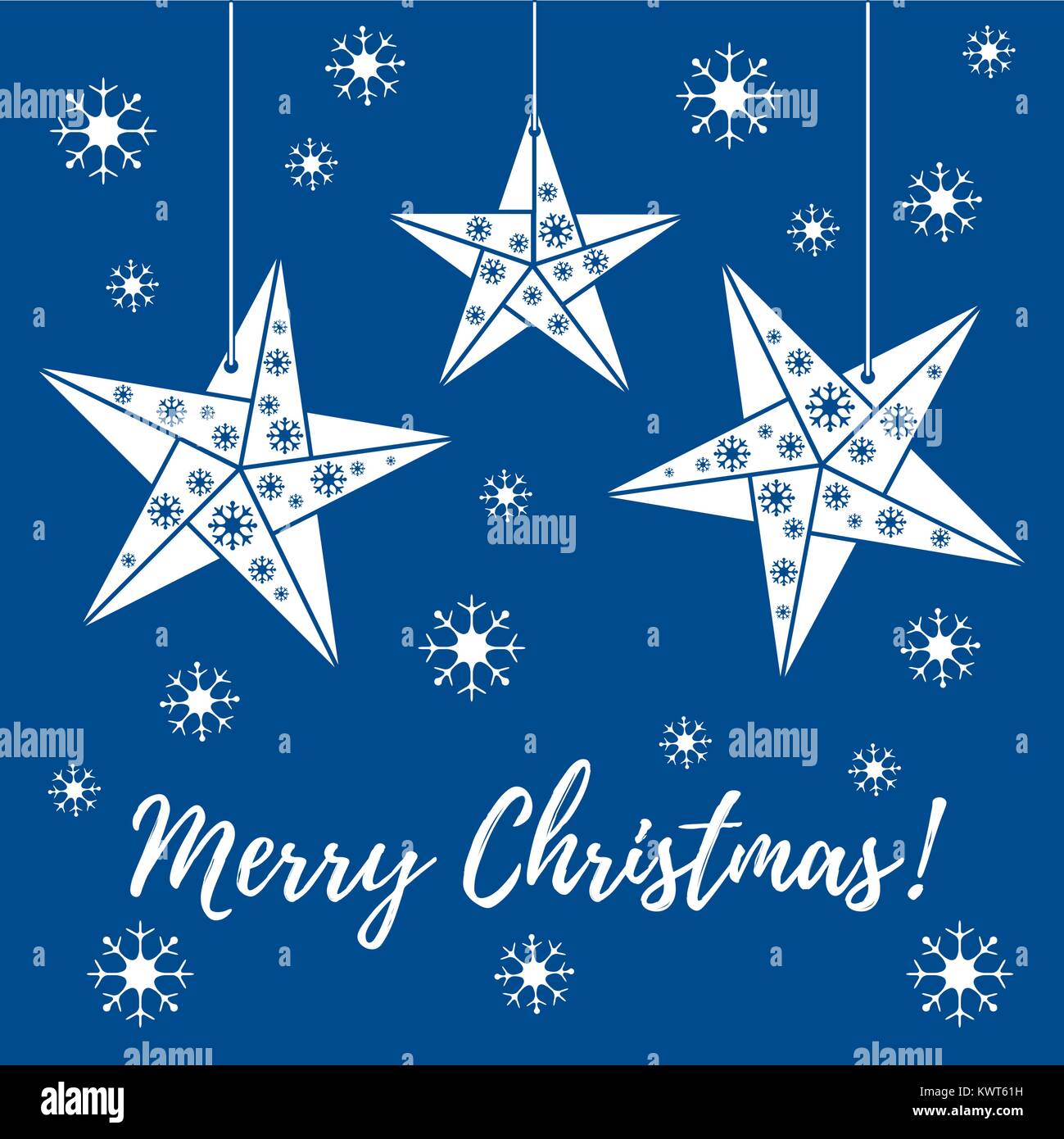 Vector illustration with snowflakes and three stars origami folded and ...