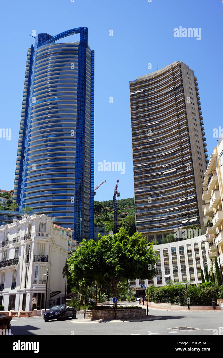MONTE-KARLO, MONACO - CIRCA JULY 2015 Modern apartment buildings and ...