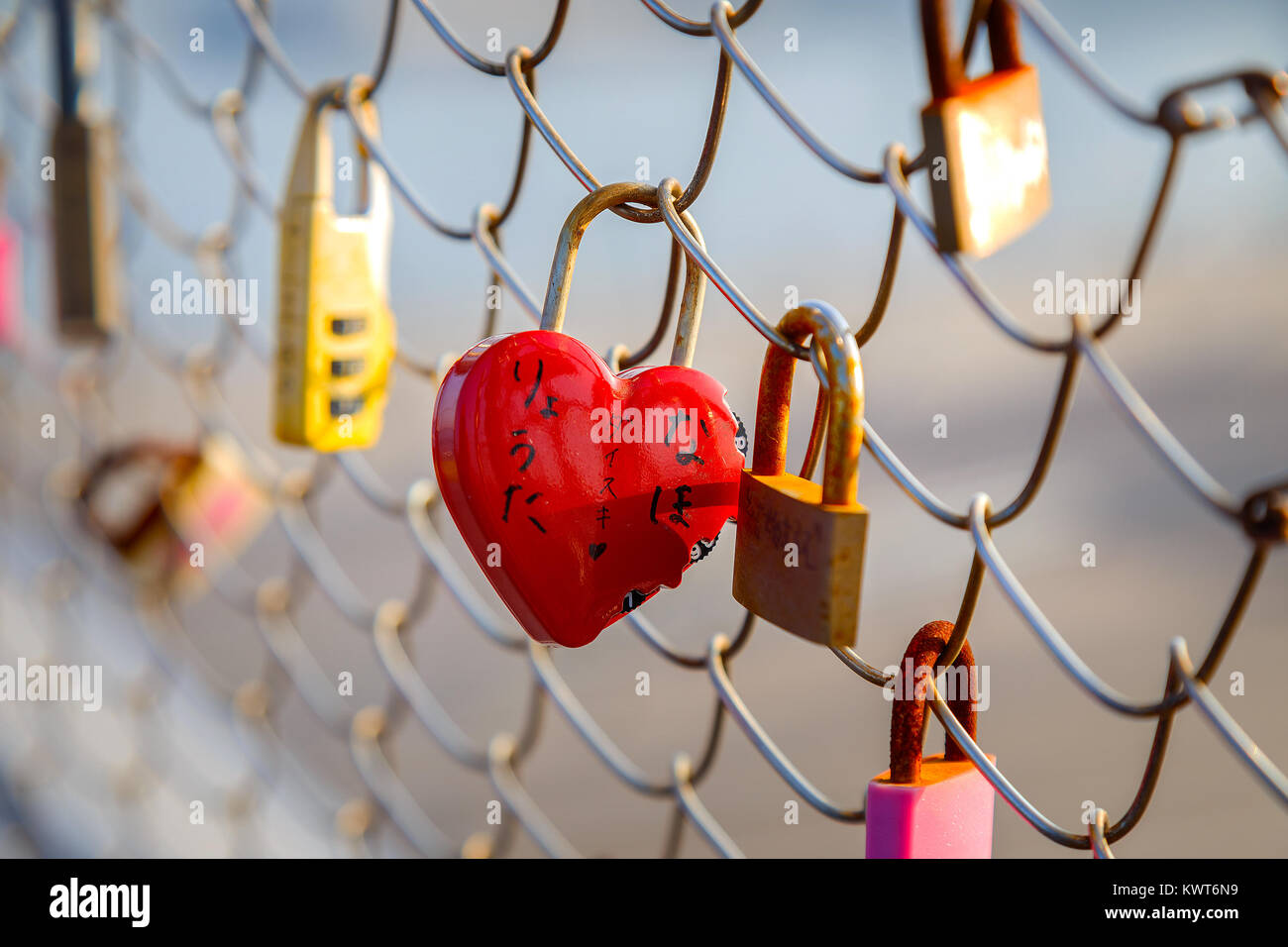 Love Locks at Osanbashi Pier in Yokohama YOKOHAMA, JAPAN - NOVEMBER 24 ...