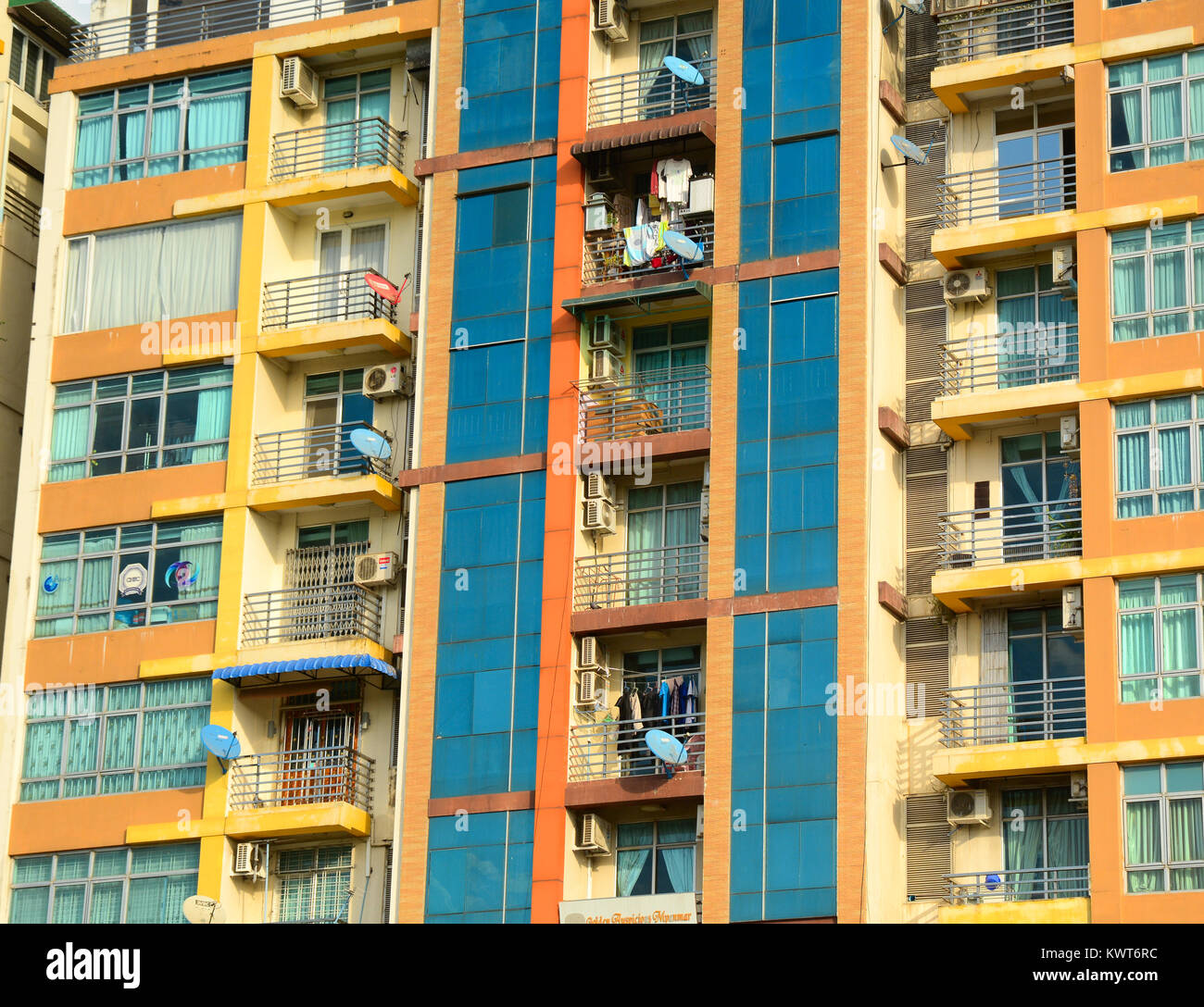 Yangon, Myanmar - Jan 14, 2015. Modern buildings at Yangon downtown ...