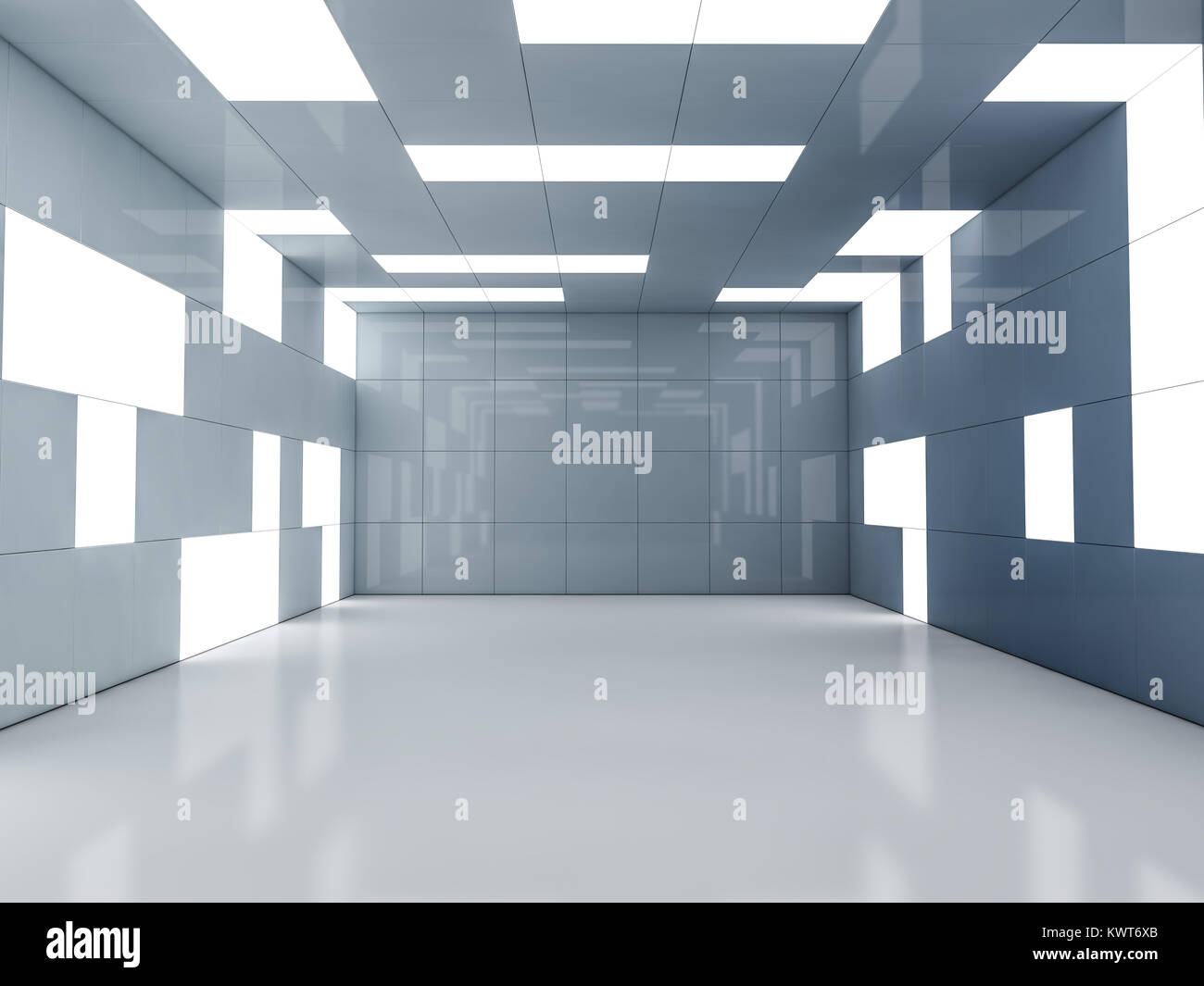 Simple empty room interior with lamps. 3D rendering Stock Photo - Alamy