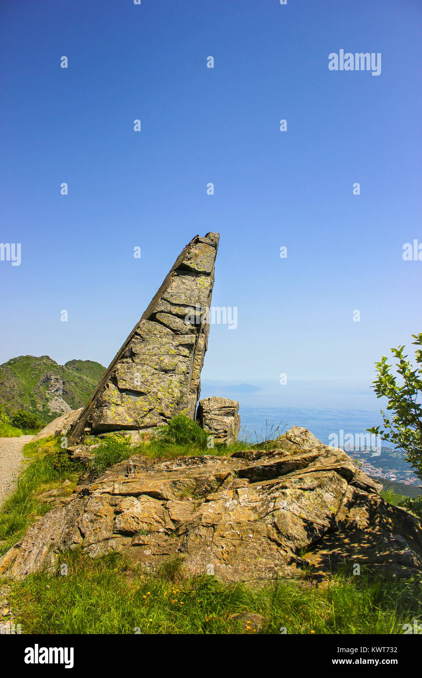 Triangular shaped rock in Beigua National Geopark, Liguria , Italy ...