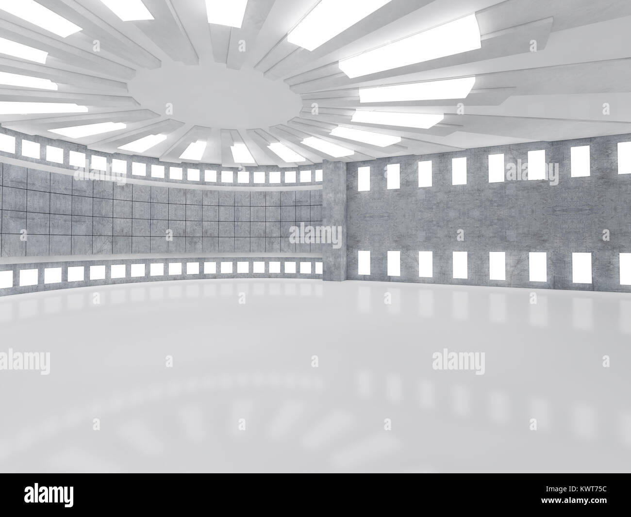 Simple empty room interior with lamps. 3D rendering Stock Photo - Alamy