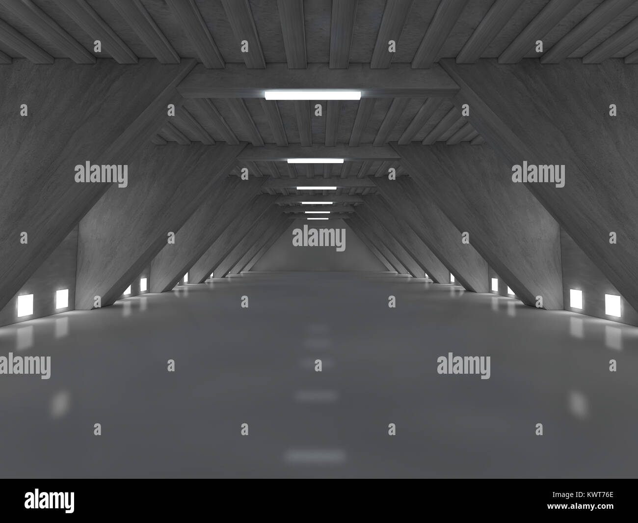 Dark empty room interior with lamps. 3D rendering Stock Photo - Alamy