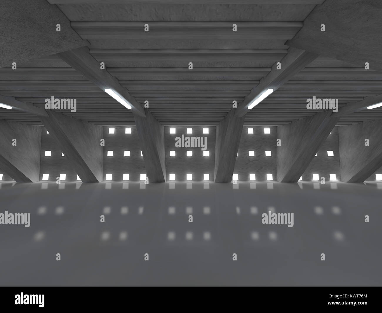 Dark empty room interior with lamps. 3D rendering Stock Photo - Alamy