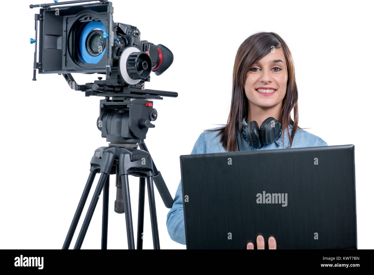 a young woman video editor working with laptop Stock Photo - Alamy