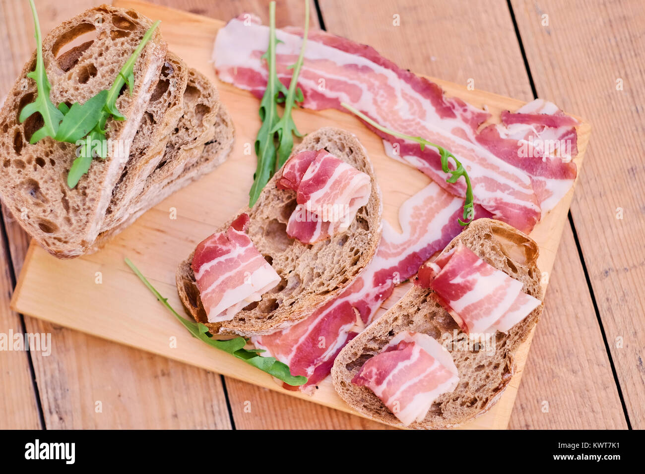 Bread with gourmet meat Stock Photo - Alamy