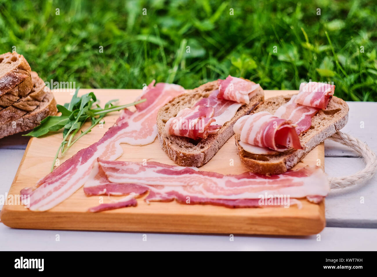 Bread with gourmet meat Stock Photo - Alamy