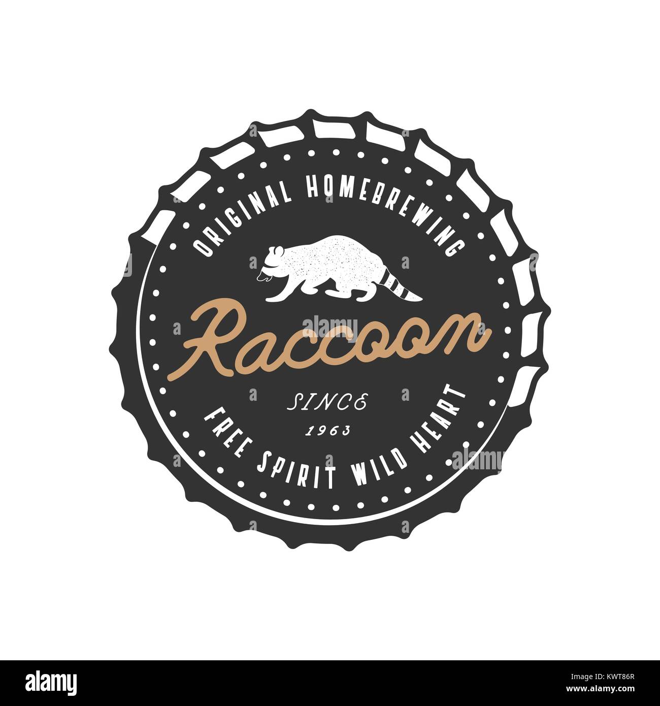 Wild animal badge with Raccoon and typography elements. Beer Logo ...