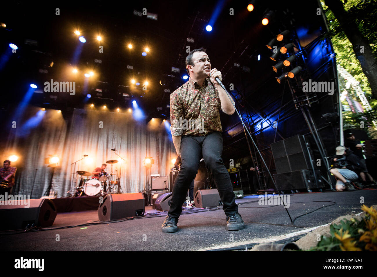 The American synthpop band Future Islands performs a live concert at ...