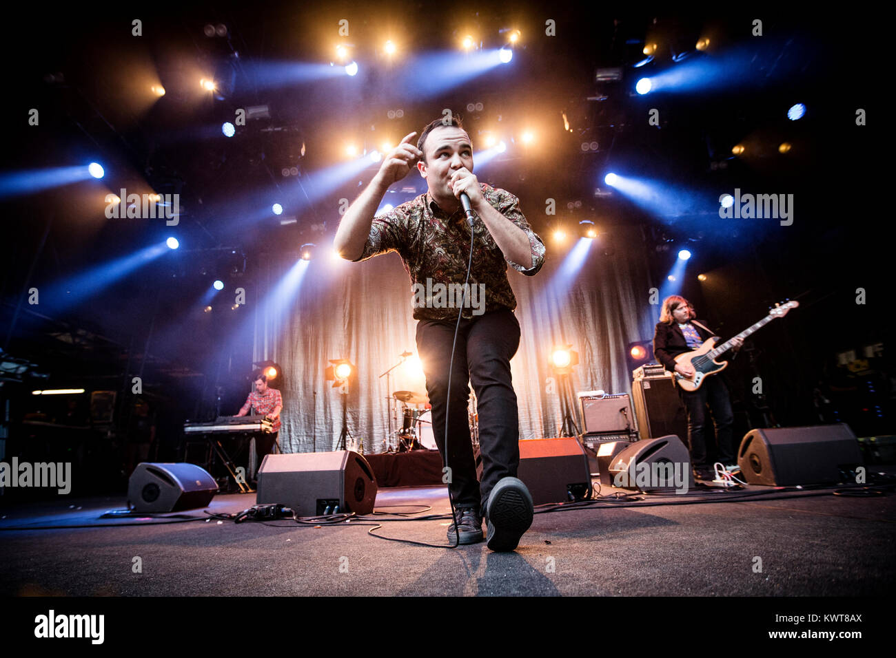 The American synthpop band Future Islands performs a live concert at ...