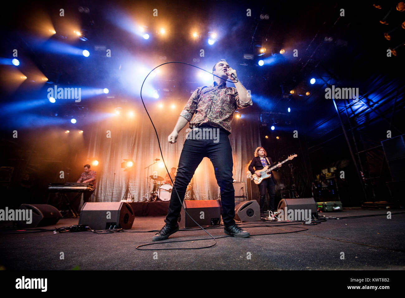 The American synthpop band Future Islands performs a live concert at ...