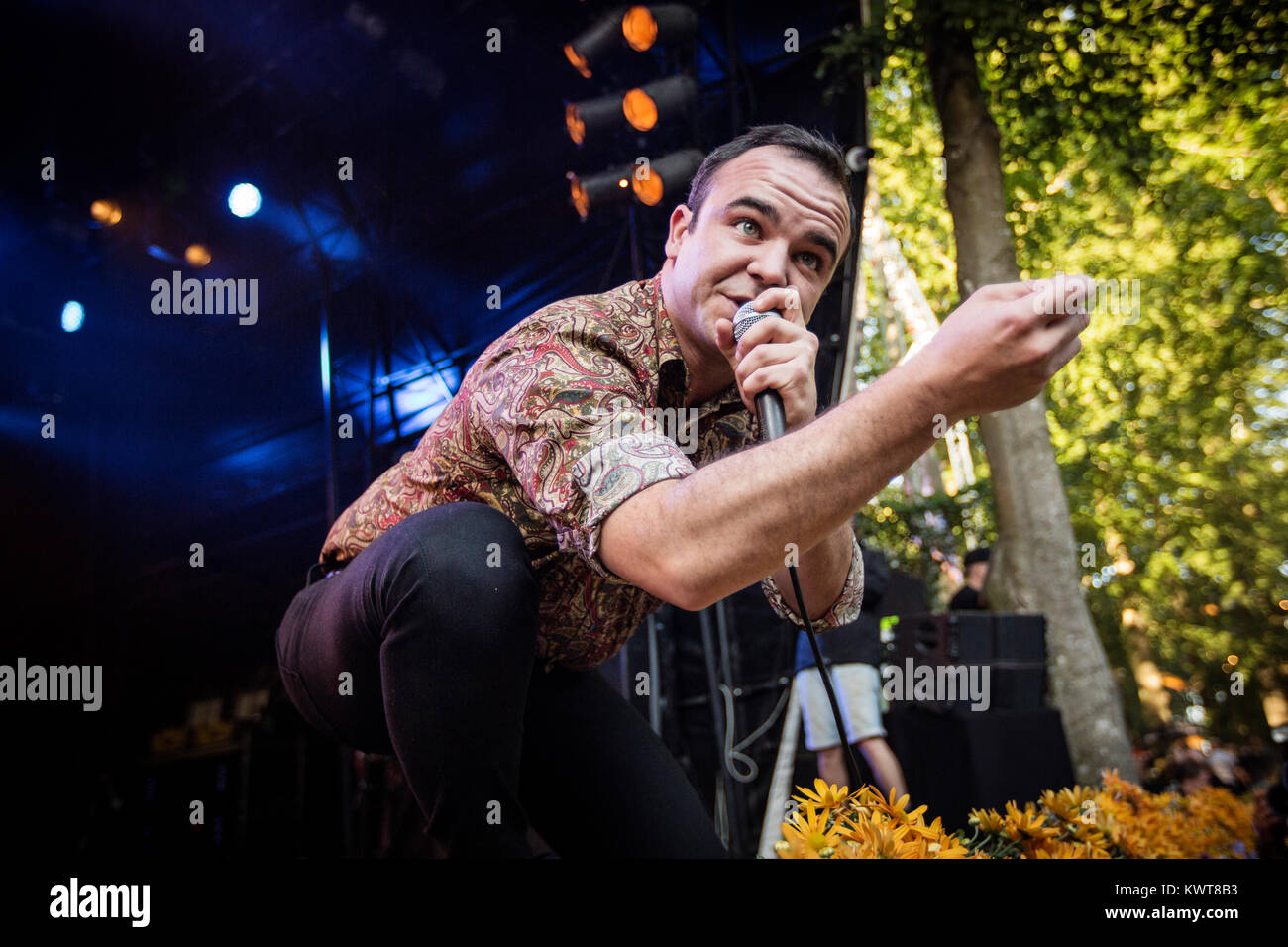 The American synthpop band Future Islands performs a live concert at ...