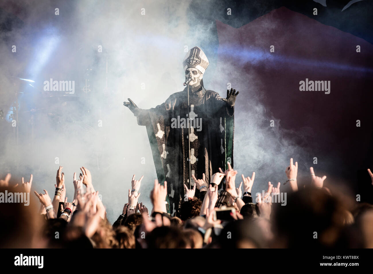 The Swedish heavy metal band Ghost performs a live concert at heavy metal festival Copenhell ...
