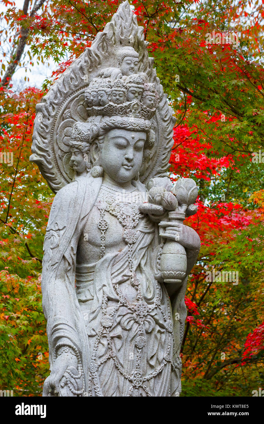 Stone Chinese Godess statue (Quanyim) at Eikando Zenrinji Temple in ...