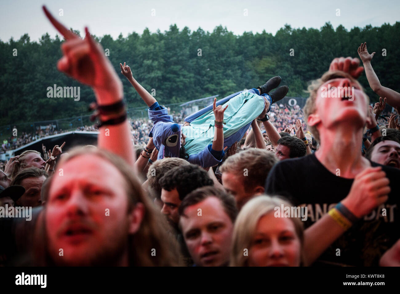 Music and heavy metal fans attend a live concert with the American ...