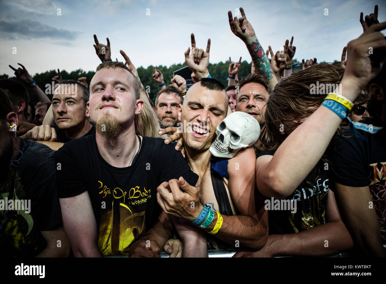 Music and heavy metal fans attend a live concert with the American ...