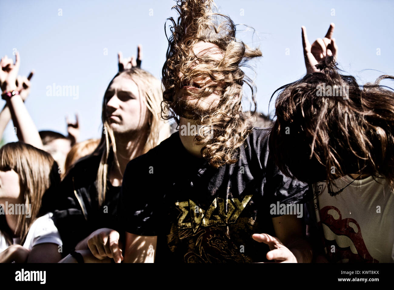 Heavy metal fans are headbanging to a concert with the Welsh heavy ...