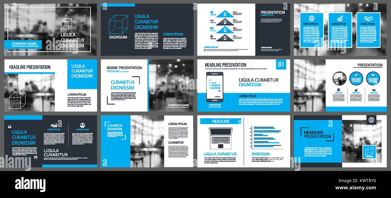 Blue presentation templates and infographics elements background. Use ...