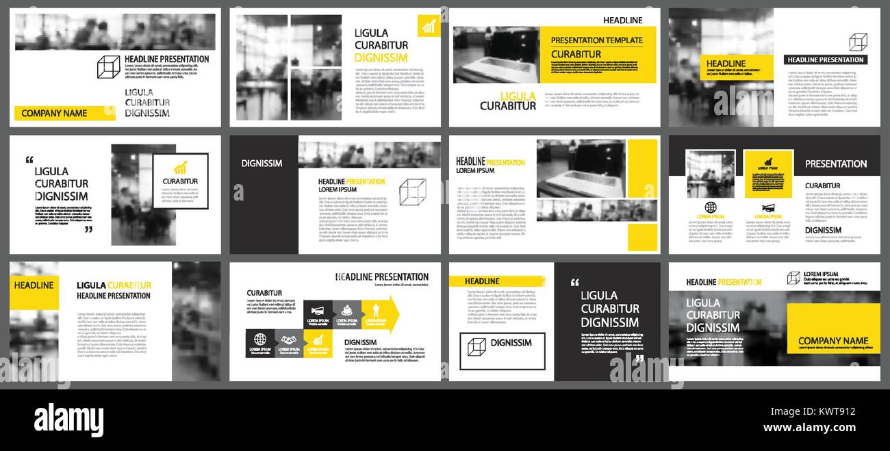 Yellow presentation templates and infographics elements background. Use ...