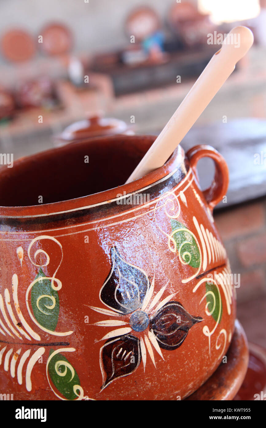 Ceramic cooking pot & spoon ready for mole, Cabo San Lucas, Baja ...