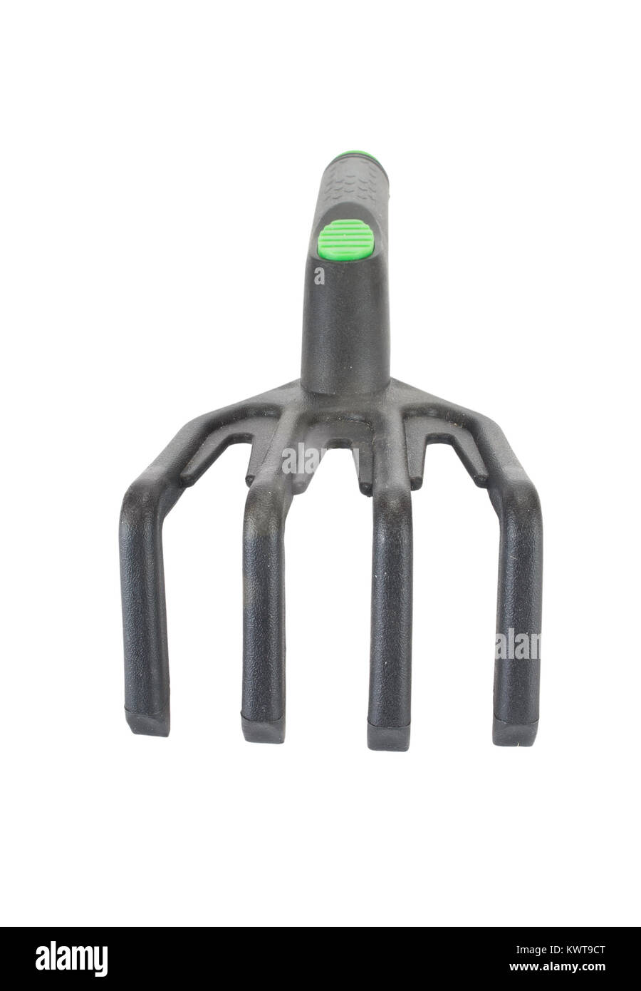 Garden tools. Small rake isolated on white background Stock Photo - Alamy