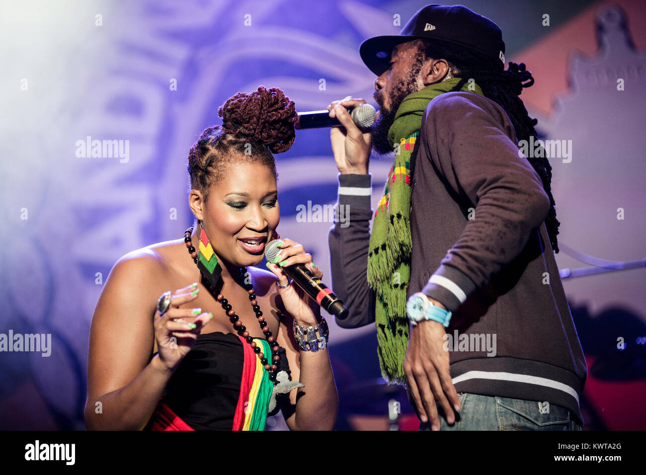 The Jamaican reggae singer and musician Junior Kelly (R) performs a ...